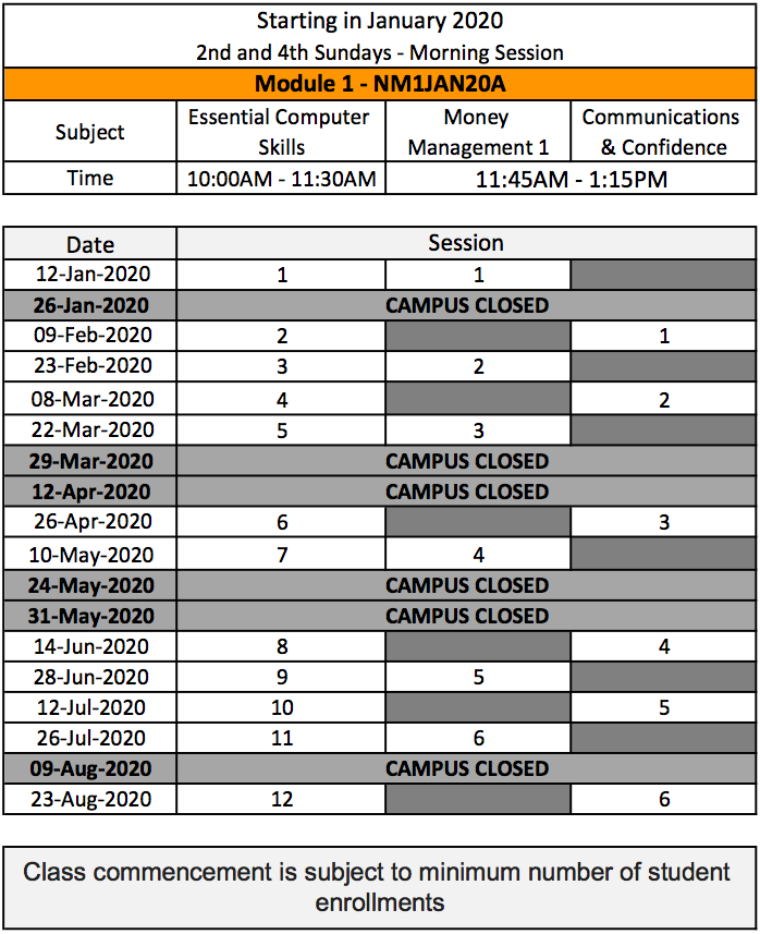 Course Schedule - aidha : aidha