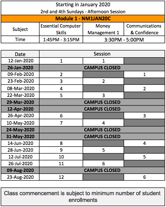 Course Schedule - aidha : aidha