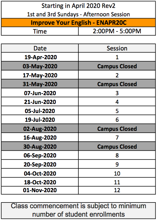 Course Schedule - aidha : aidha