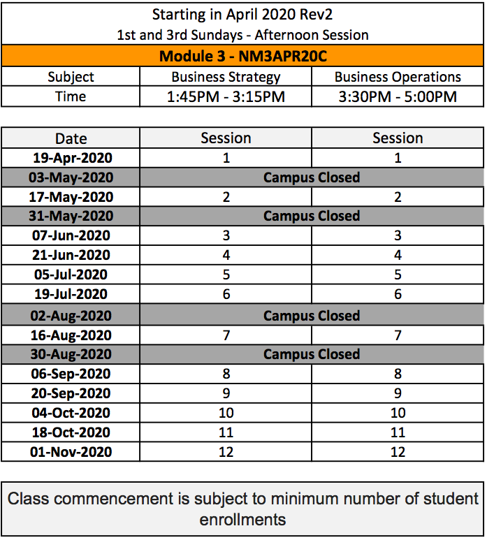 Course Schedule - aidha : aidha